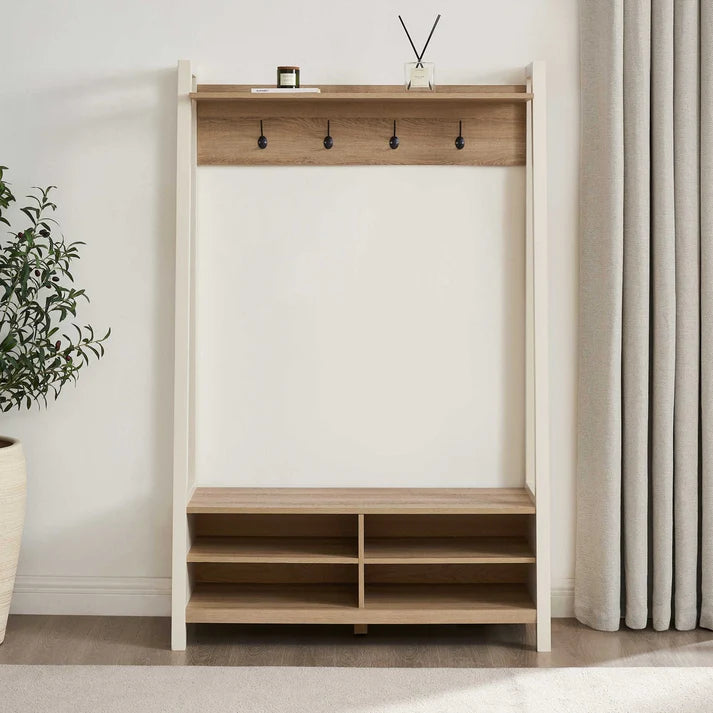 Wynmist Hallway Shelf with Hooks — Wood | Mamta Handicraft